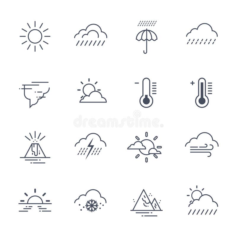 Set of Weather Icons on White Background Climate Forecast Collection ...