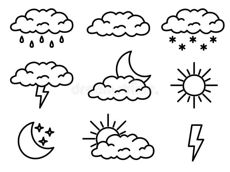 Set of Weather Outline Icon. Editable Stroke Stock Vector ...