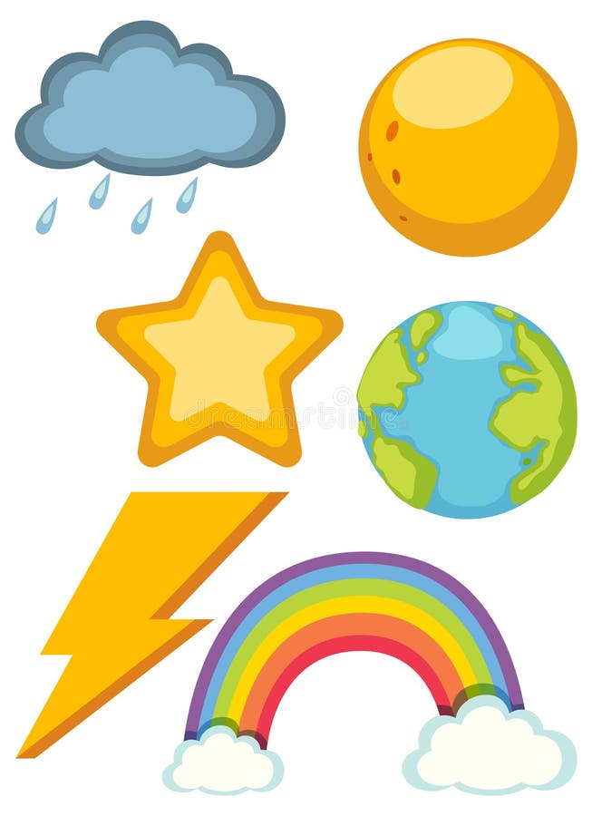 Set of Weather Simple Cartoon Style Stock Vector - Illustration of ...