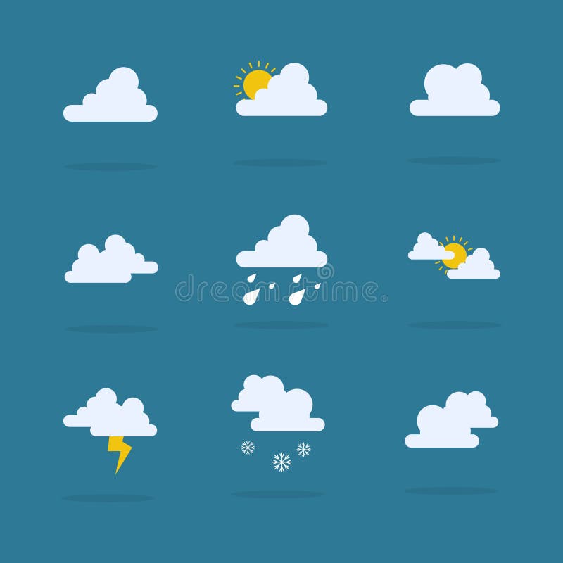 Set of weather vector flat stock vector. Illustration of element - 87486242
