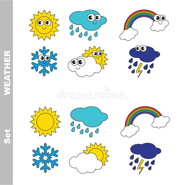 Set of weathers colorful. stock vector. Illustration of logic - 89845086