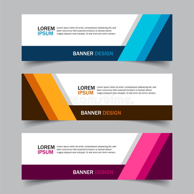 Set of 3 Web Banner Campaign Template with Different Color Variants and ...