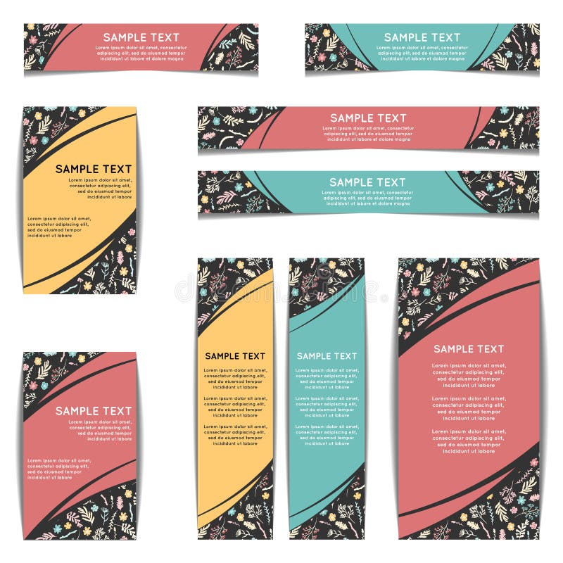 Set of Web Banners with Floral Pattern. Vector Illustration Stock ...