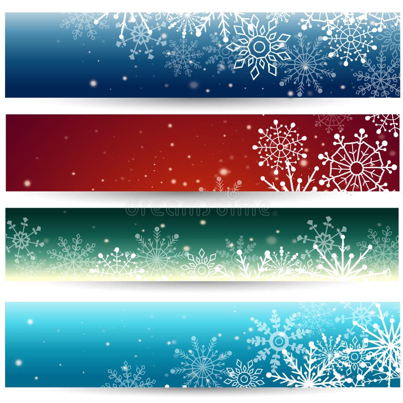 Set of Web Banners with Snowflakes. Vector Illustration Stock Vector ...