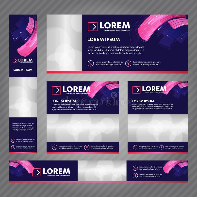 Set of Web Banners in Standard Sizes. Vector Abstract Templates Design ...