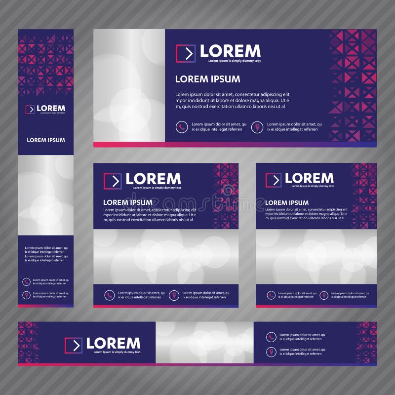 Set of Web Banners in Standard Sizes. Vector Abstract Templates Design ...