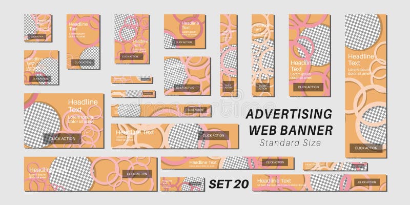 Set of Web Banner in Standard Sizes, Vector Design Template Stock ...