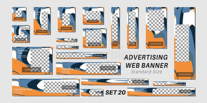 Set of Web Banner in Standard Sizes, Vector Design Template Stock ...