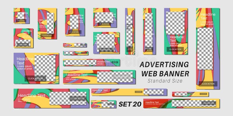 Set of Web Banner in Standard Sizes, Vector Design Template Stock ...