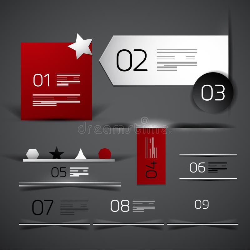 Bundle of Red Web Elements. Corner and Ribbon Coll Stock Vector ...