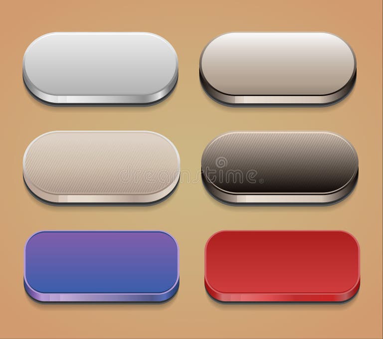 Set of web buttons stock vector. Illustration of metallic - 36283950