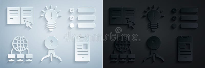 Set Web Camera, Task List, Computer Network, Online Book on Mobile ...