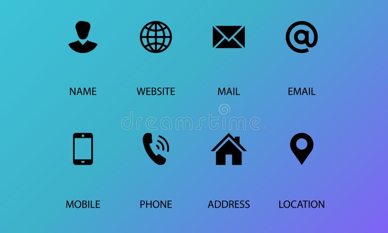 Set of Web Contact Simple Icon Symbol Phone, Smartphone, Email ...