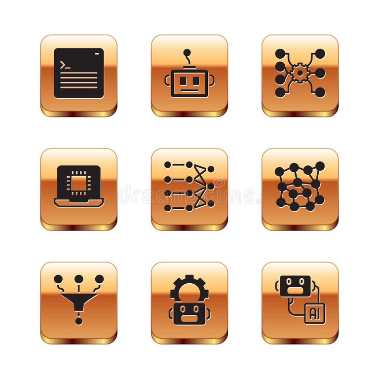 Set Web Developer Programming Code, Funnel or Filter, Robot Setting, Neural Network, Processor ...