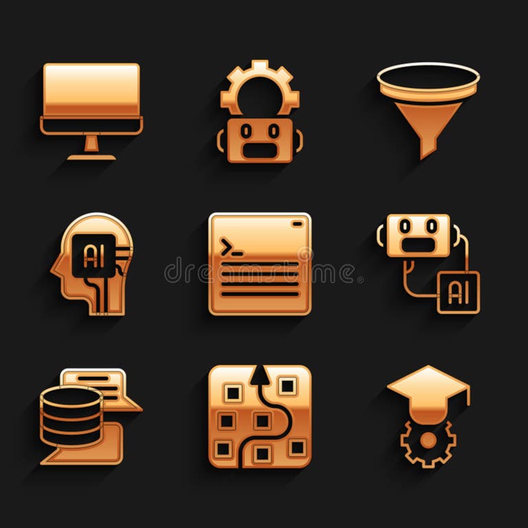 Set Web Developer Programming Code, Neural Network, Graduation Cap, Artificial Intelligence ...