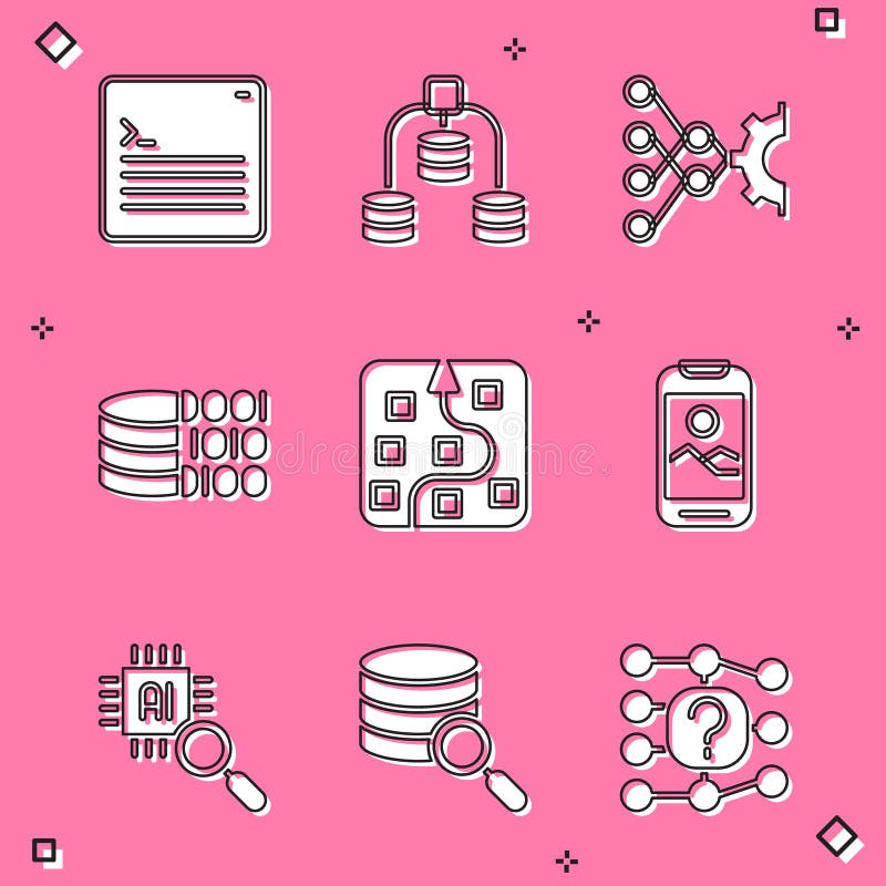 Set Web Developer Programming Code, Server, Data, Neural Network, Binary, Mobile Phone ...