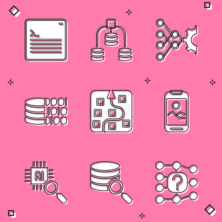 Set Web Developer Programming Code, Server, Data, Neural Network, Binary, Mobile Phone ...