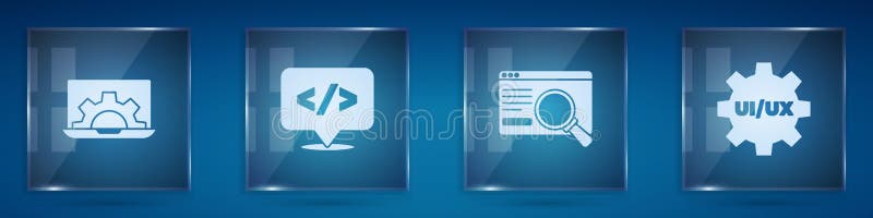 Set Web Development, Front End, UI or UX Design and . Square Glass ...
