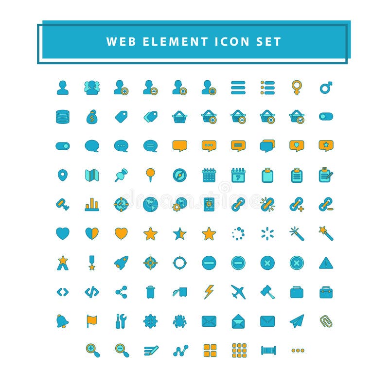 Set of Web Element Icons Set with Filled Outline Style Design Stock ...