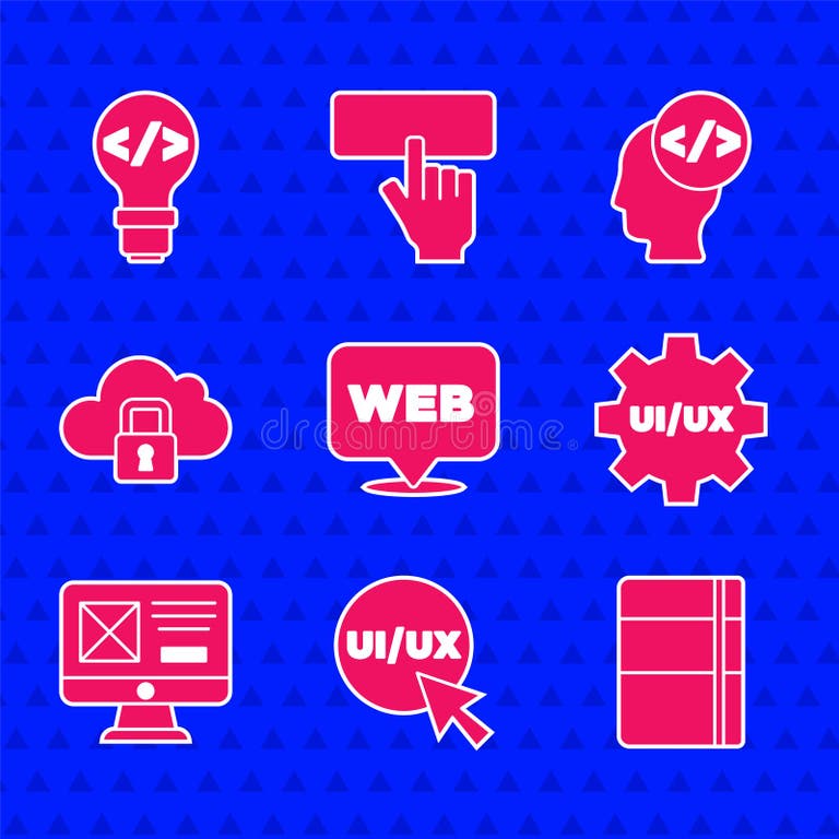 Set Web and Graphic Design, UI or UX, Sketchbook Album, Cloud Computing Lock, Front End ...