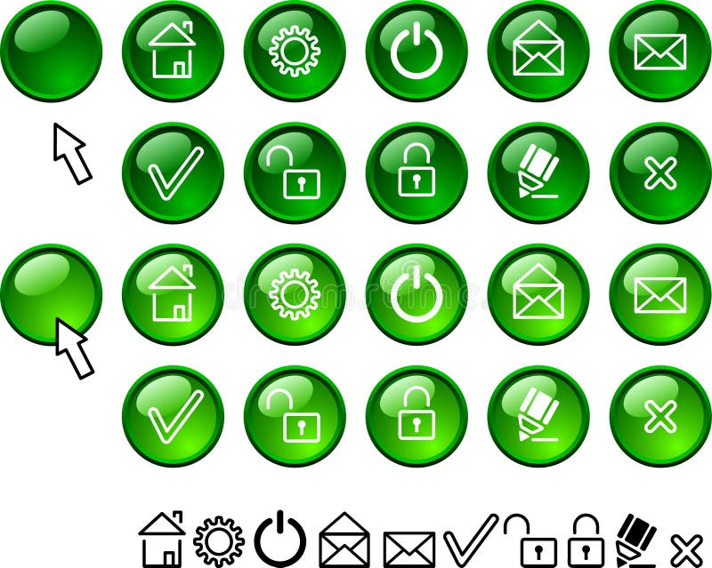 Green glossy icon set stock vector. Illustration of home - 18159344