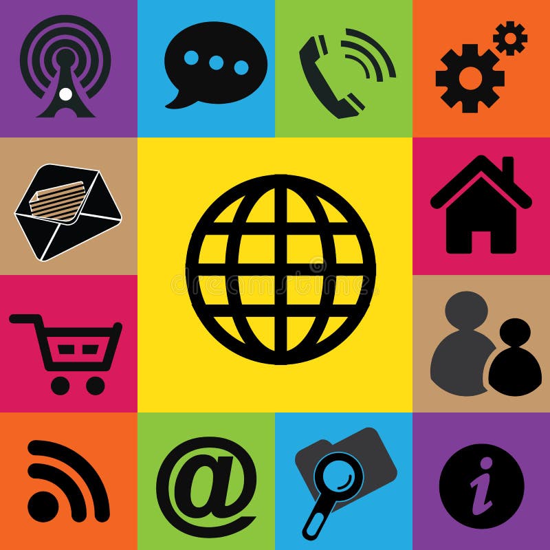 Set of web icons colorful stock vector. Illustration of contact - 56944024
