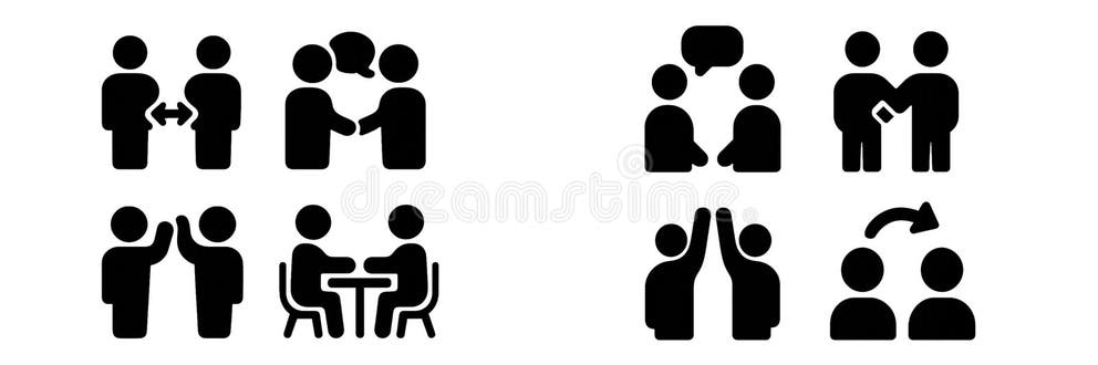 Set of Web Icons Depicting Various Interactions and Communication ...
