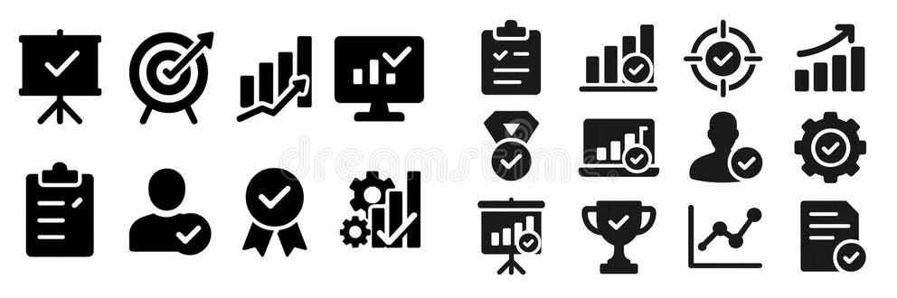 Set of Web Icons Featuring Digital Analytics, Performance Tracking, and ...