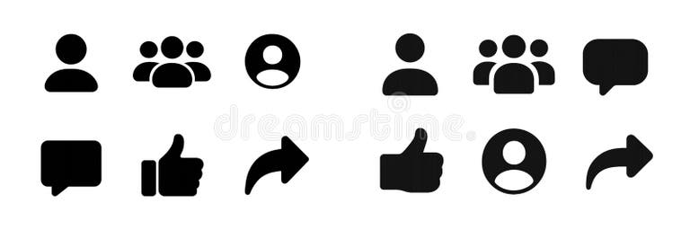 Set of Web Icons Featuring User Profiles, Groups, Feedback, and ...