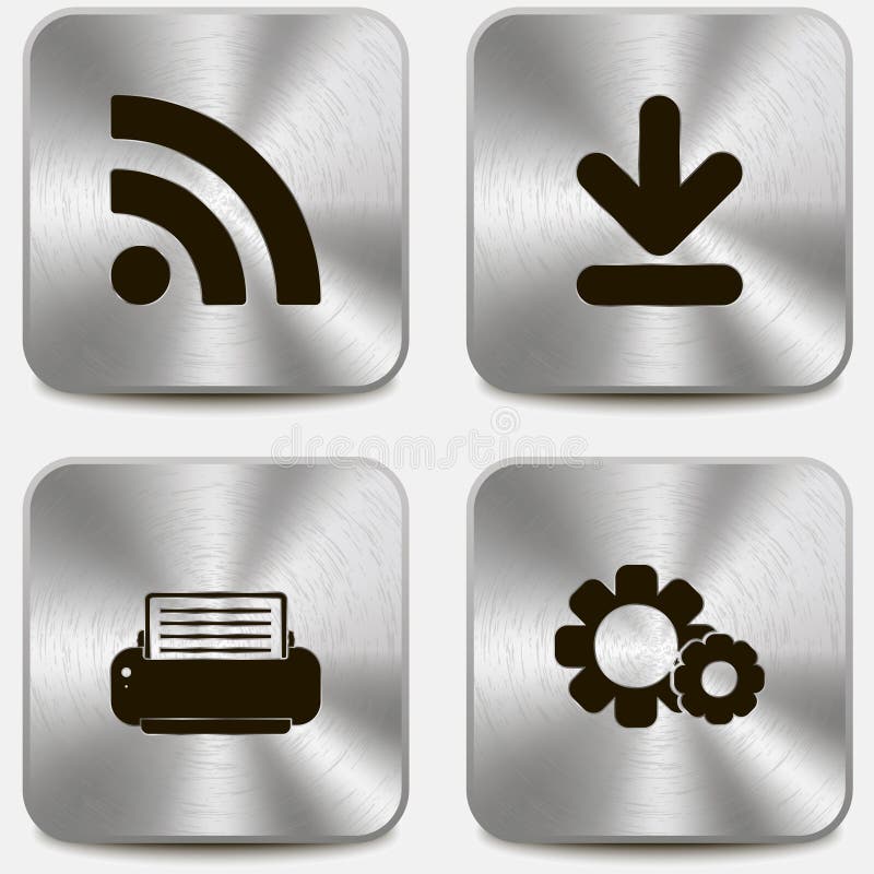 Web Icons on Metallic Buttons Set Vol 9 Stock Vector - Illustration of ...