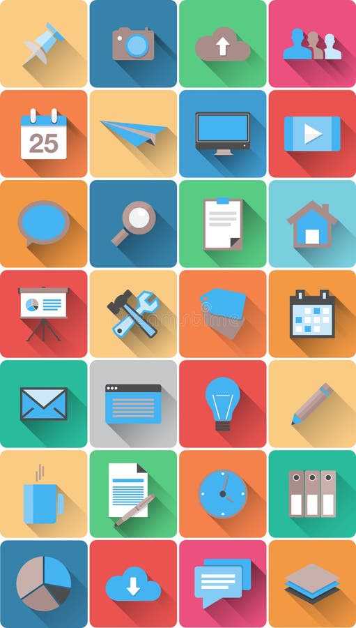 Set of Web Icons in Modern Flat Design Stock Vector - Illustration of ...