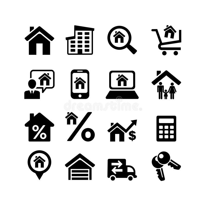 Web icons : Real Estate 1 stock illustration. Illustration of flat ...