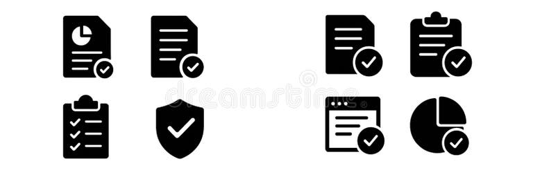 Set of Web Icons Representing Documents, Checklists, and Data Analysis ...