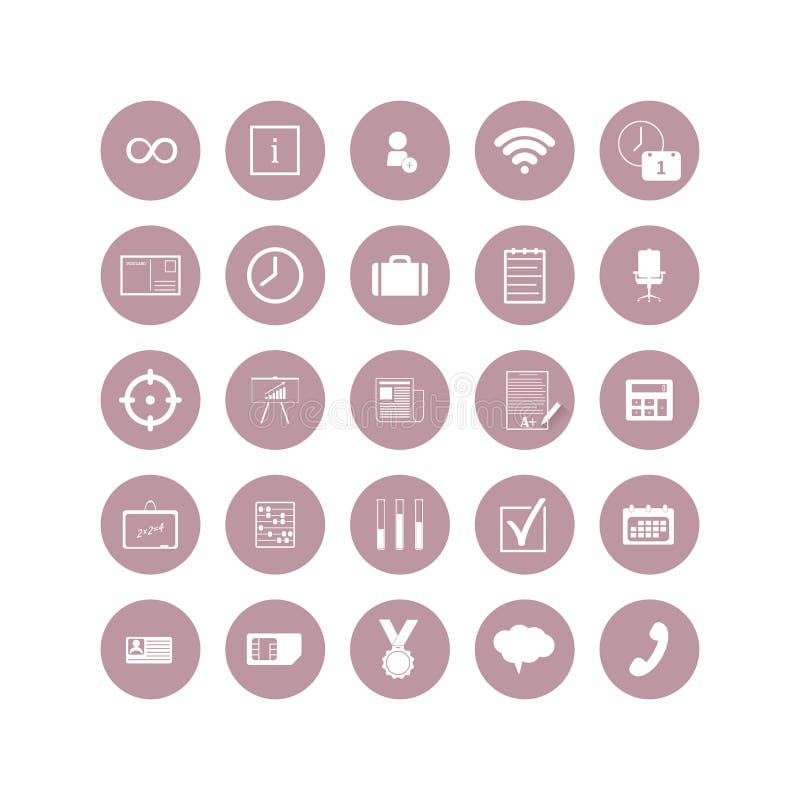 Set of Web Icons. Social, Business and Study Icons in a Circle Icon on ...