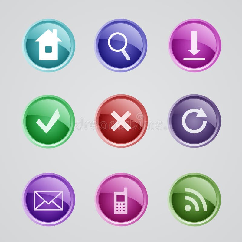 Set of web icons stock vector. Illustration of color - 32688275