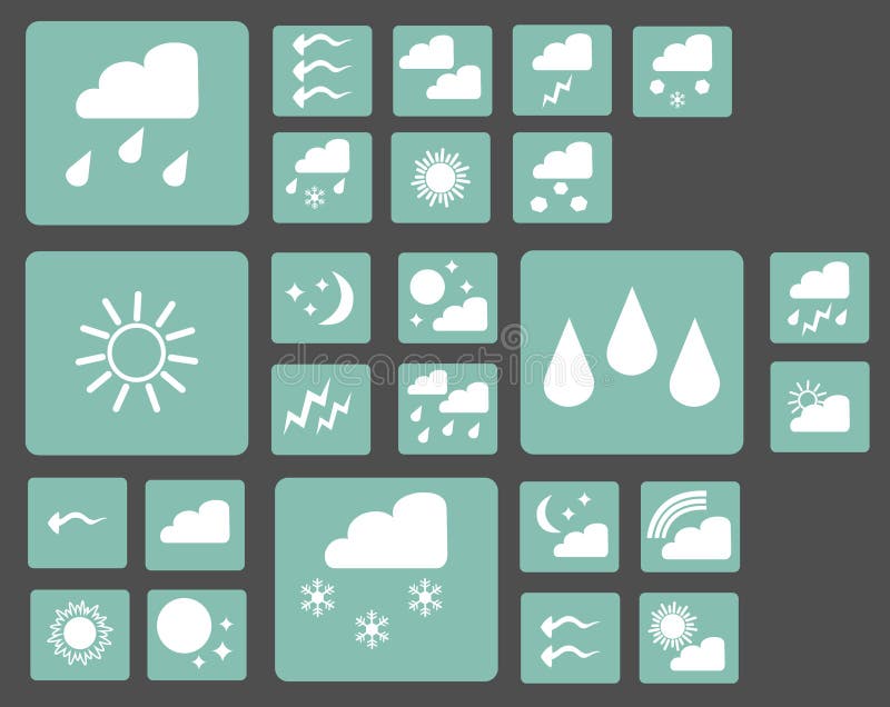 Icons of Weather Conditions, Weather in Different Seasons, Vector ...