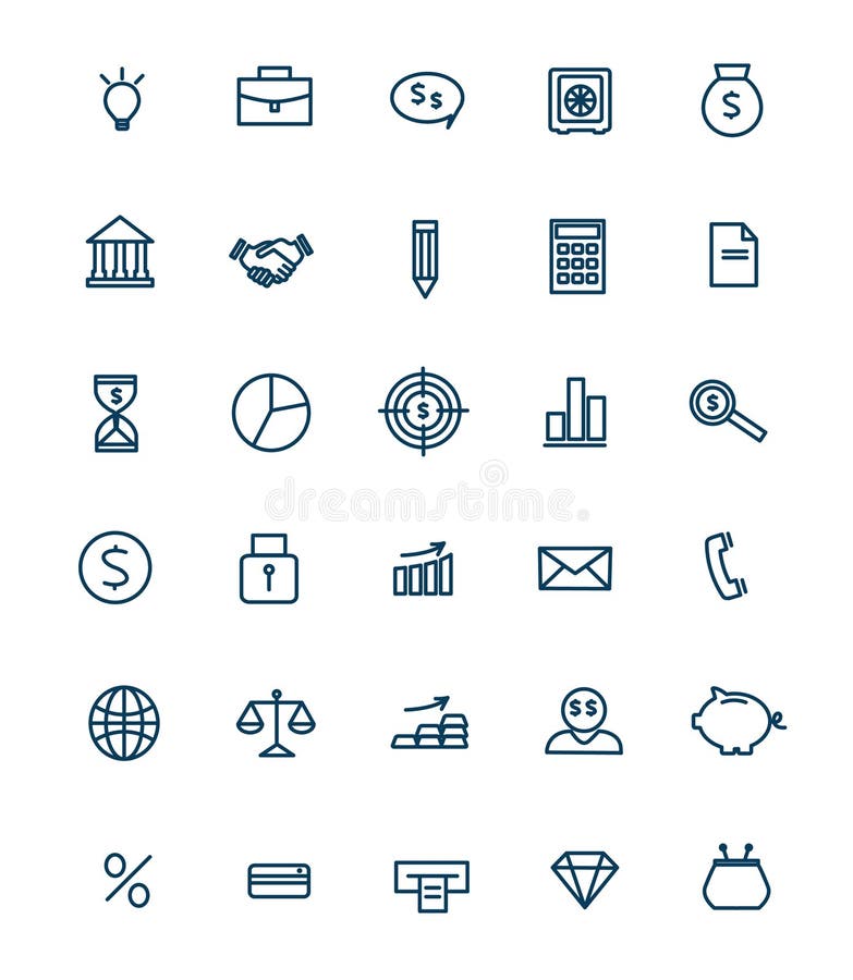 Set of Web Linear Icons for Business, Finance Stock Vector ...