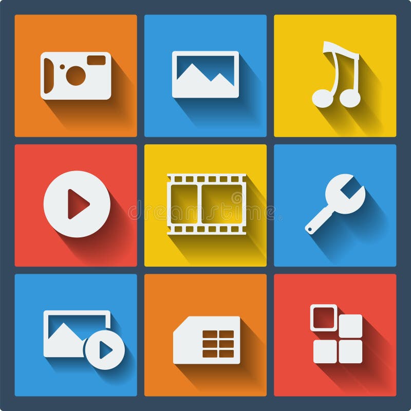 Set of 9 Web and Mobile Icons. Vector. Stock Vector - Illustration of ...