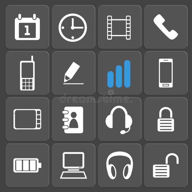 Set of 16 Web and Mobile Icons. Vector. Stock Vector - Illustration of ...