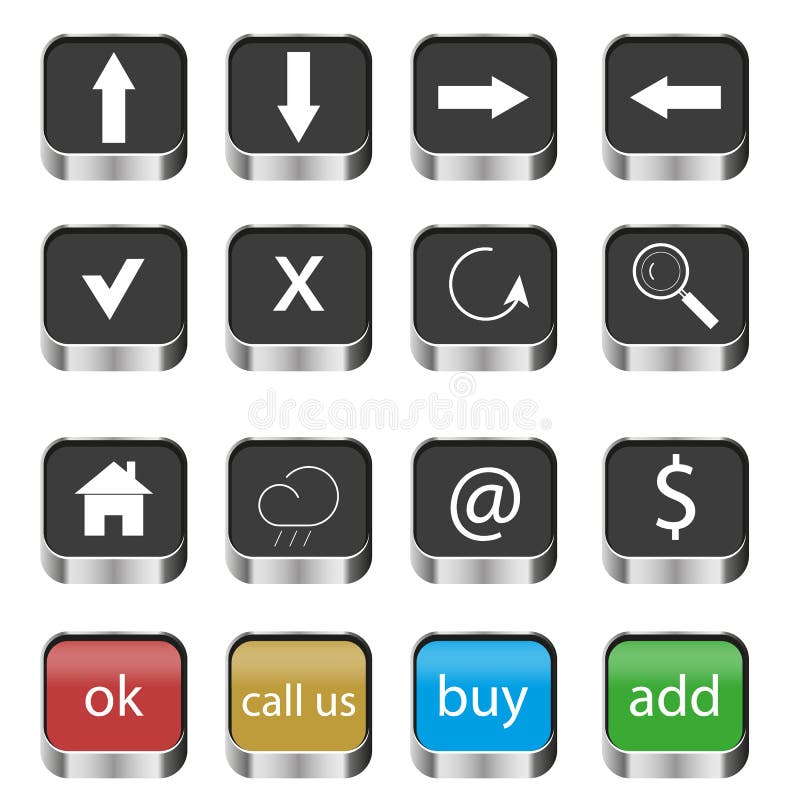 Set of Web Navigation Buttons Icons Stock Vector - Illustration of ...