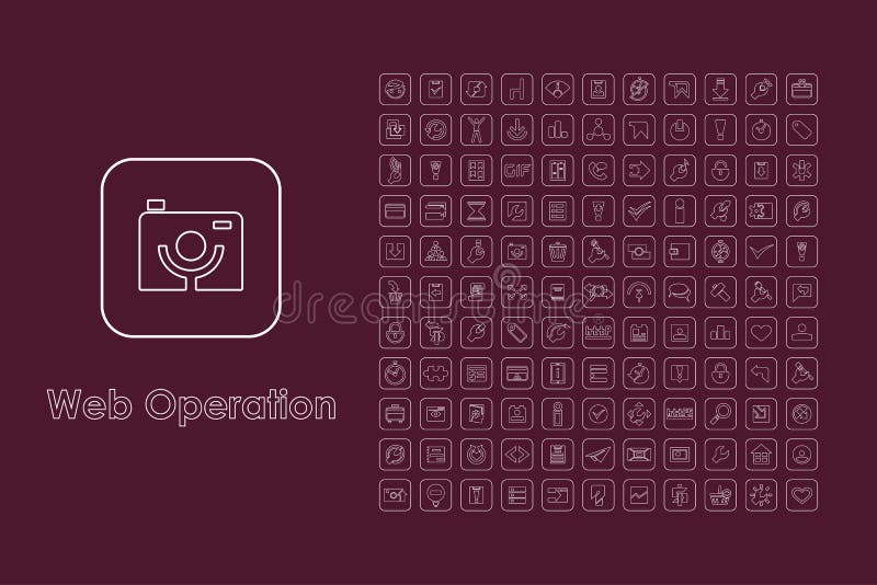 Set of Web Operation Simple Icons Stock Vector - Illustration of ...