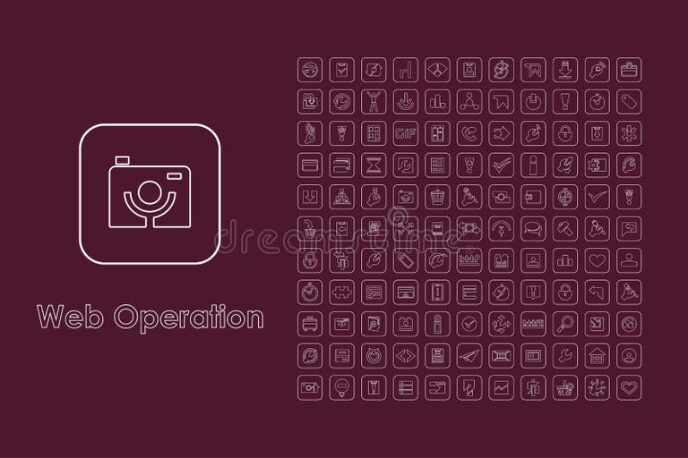 Set of Web Operation Simple Icons Stock Vector - Illustration of ...