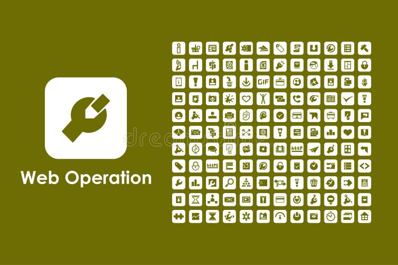 Set of Web Operation Simple Icons Stock Vector - Illustration of ...