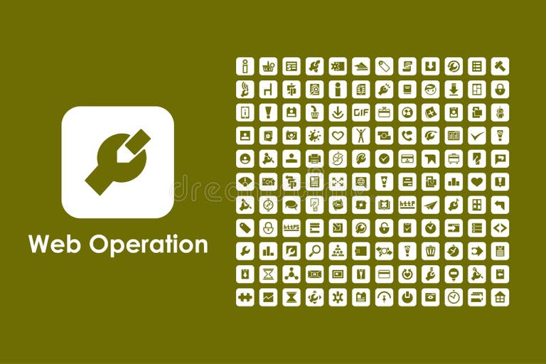 Set of Web Operation Simple Icons Stock Vector - Illustration of ...