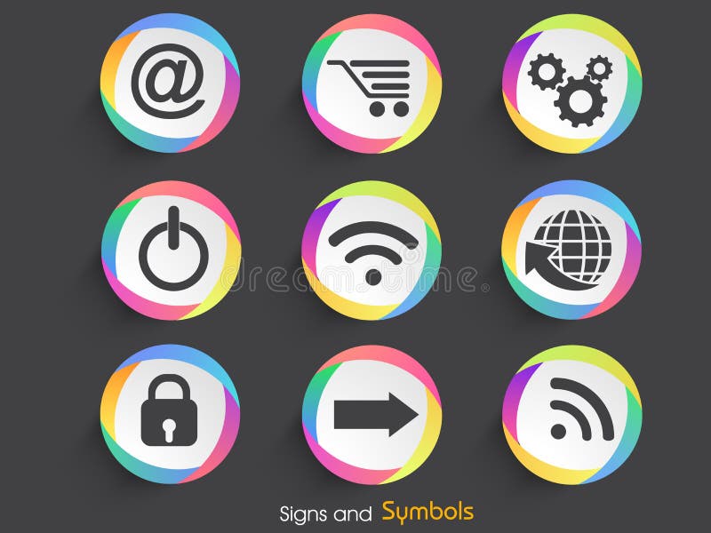 Set of Web Signs and Symbols. Stock Illustration - Illustration of ...