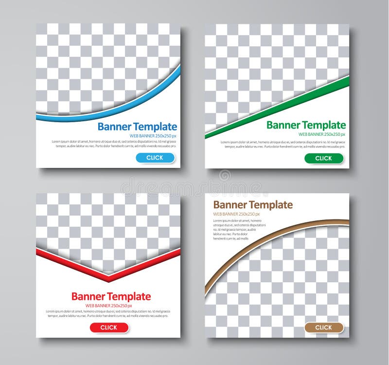 Set of Web Square Standard Size Banner with Colored Elements. Stock ...