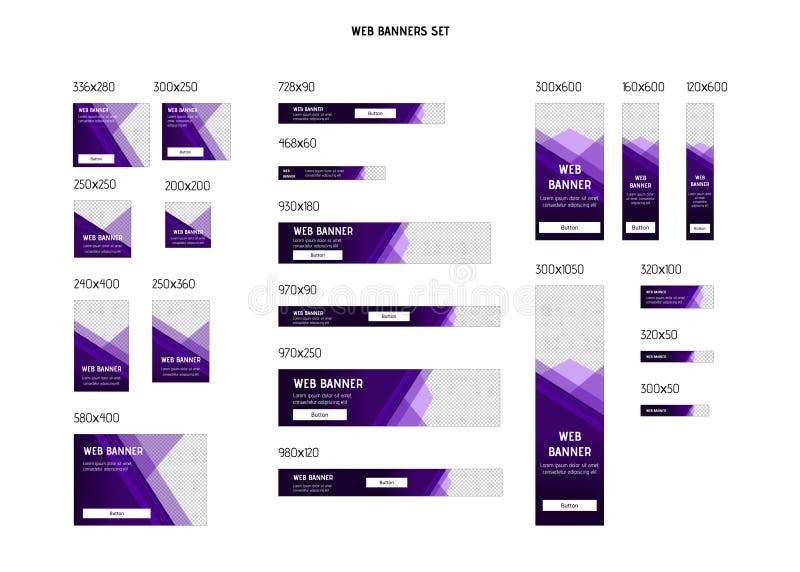 Set of Web Violet Ad Banners Standard Sizes. Stock Vector ...
