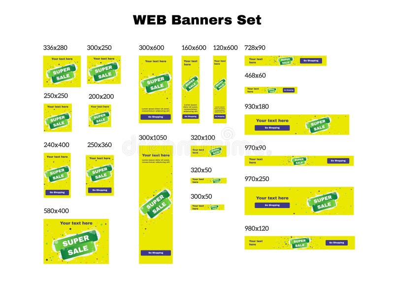 Set of Web Yellow and Green Advertising Banners Standard Sizes. Stock ...