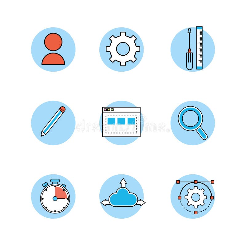 Set Webside Code Programmer Technology Stock Vector - Illustration of develop, chronometer ...