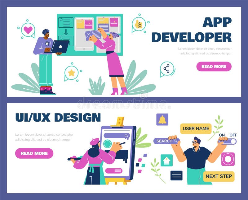 Set of Website Banner Templates about App Development and Ui/ux Design ...
